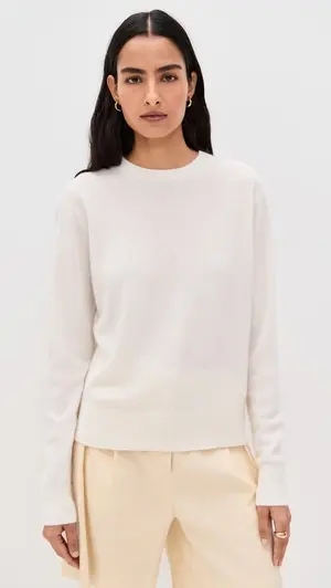 WHITE & WARREN Cashmere Crewneck Pullover - Soft White