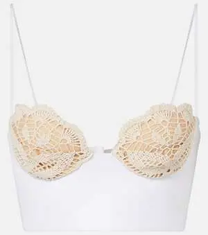 Magda Butrym Crochet Cotton Bustier Top - White