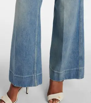 Valentino Garavani Vgold Mid-rise Wide-leg Jeans - Blue