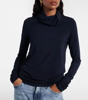 Tove Lisette Jersey Turtleneck Top - Blue