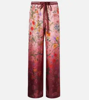 Gucci Floral Silk Wide-leg Pants