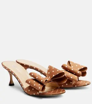 Mach & Mach Le Cadeau 65 Polka-dot Satin Mules - Brown