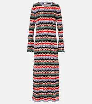 Rixo Miller Chevron Cotton Midi Dress - Multicoloured
