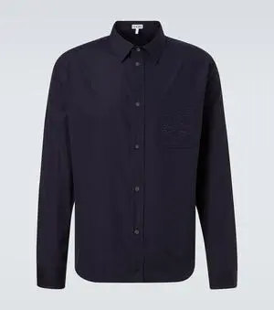 Loewe Logo Cotton Poplin Shirt - Blue