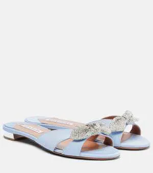 AQUAZZURA Very Bow Tie Embellished Flats