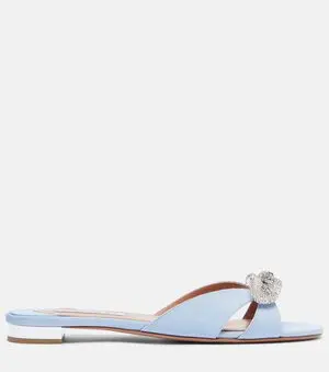 AQUAZZURA Very Bow Tie Embellished Flats - Blue