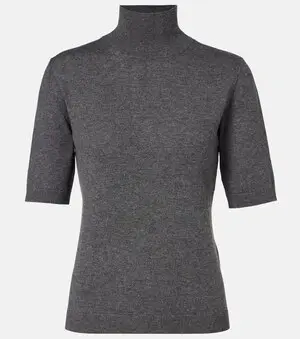 Max Mara Cantone Wool Turtleneck Top Grey
