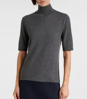 Max Mara Cantone Wool Turtleneck Top - Grey