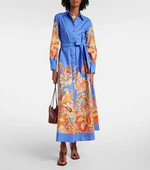 Etro Belted Paisley Cotton Maxi Dress