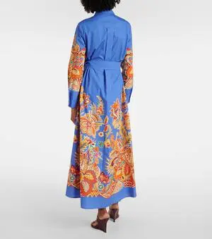 Etro Belted Paisley Cotton Maxi Dress