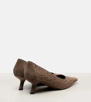Brunello Cucinelli Embellished Suede Pumps