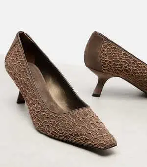 Brunello Cucinelli Embellished Suede Pumps