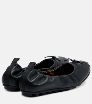 Hogan Olympia Leather Ballerina Flats - Black