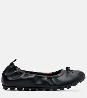 Hogan Olympia Leather Ballerina Flats - Black