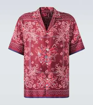 Gucci Printed Silk Bowling Shirt - Burgundy