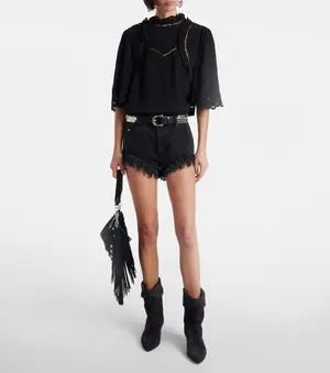 Isabel Marant Étoile Frany Broderie Anglaise Crêpe Top - Black