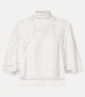Isabel Marant Étoile Isabel Marant Frany Embroidered Crepe Top White