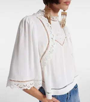 Isabel Marant Étoile Frany Broderie Anglaise Crêpe Top - White