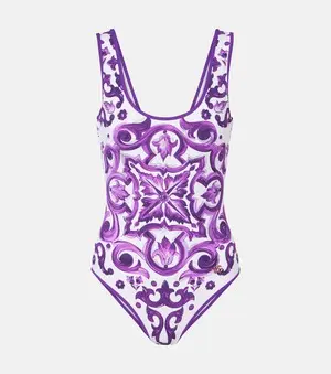 Dolce & Gabbana Majolica Print Swimsuit - White