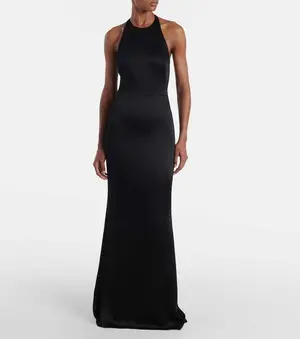 Givenchy Open-back Crêpe And Satin Gown - Black