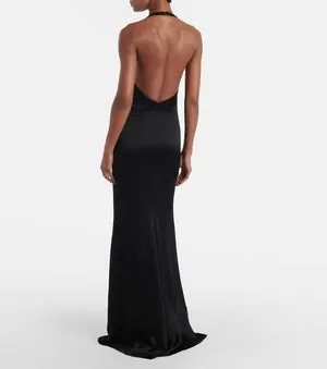 Givenchy Open-back Crêpe And Satin Gown - Black