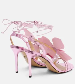 Mach & Mach Orchid 95 Floral-appliqué Leather Sandals