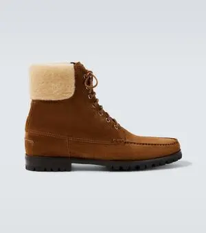 Manolo Blahnik Sycamor Shearling-trimmed Suede Boots