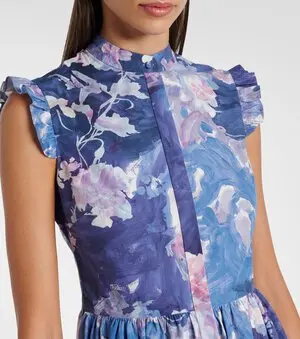 Erdem Flared Floral Midi Dress - Blue