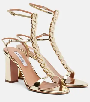AQUAZZURA Destiny Gladiator 85 Leather Sandals - Gold