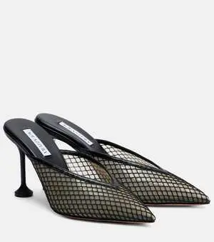 AQUAZZURA Bisous 85 Mesh Mules - Black