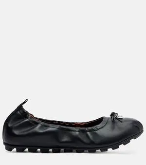Hogan Olympia Leather Ballerina Flats - Black
