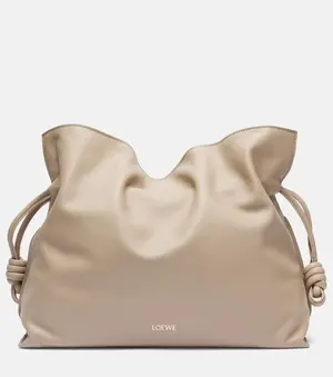 Loewe Flamenco Large Leather Clutch - Beige