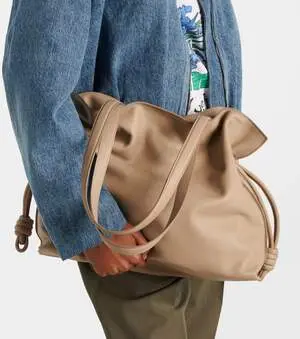 Loewe Flamenco Large Leather Clutch - Beige