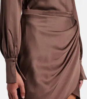 Simkhai Cameron Draped One-shoulder Mini Dress - Brown