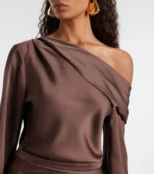 Simkhai Cameron Draped One-shoulder Mini Dress - Brown