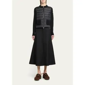 Moncler Padded Wool Zip-up Cardigan - Black