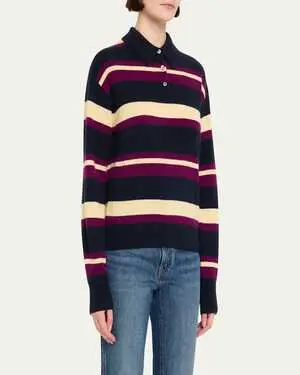 Guest In Residence Collegiate Striped Cashmere Polo