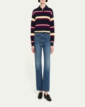 Guest In Residence Collegiate Striped Cashmere Polo