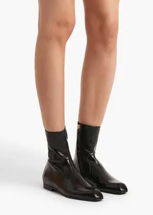 Khaite Colt Ankle Boot In Python-embossed Leather - Black
