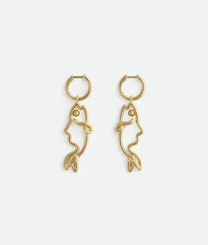 BOTTEGA  VENETA Fish Dangle Earrings - Yellow Gold