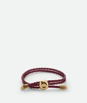 BOTTEGA  VENETA Adam Braided Leather Bracelet - Dark Apple Candy