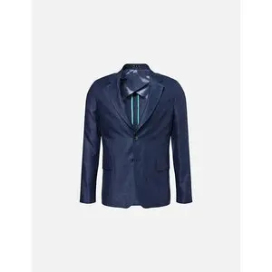 Paul Smith Notched-lapel Long-sleeves Linen-wool Blend Jacket - Navy