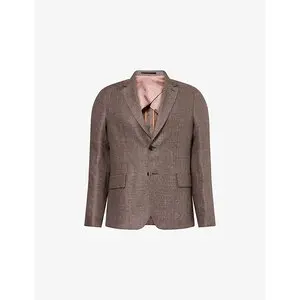 Paul Smith Notch-lapels Regular-fit Linen And Wool Blazer - Hazelnut