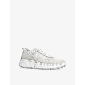 Chloé Nama Mesh And Suede Low-top Sneakers - Grey