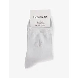 Calvin Klein Branded Pack Of Two Woven Socks - Light Blue