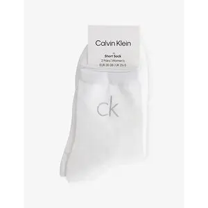 Calvin Klein Branded Pack Of Two Woven Socks - White