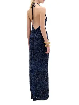Silvia Tcherassi Aiko Sequined Halter Gown