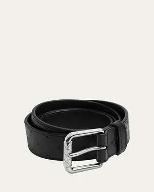 Bottega Veneta Intrecciato Embossed Leather Belt