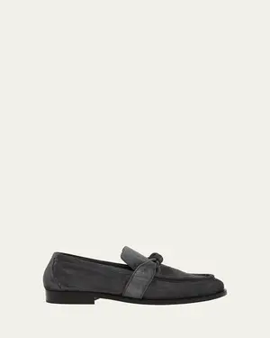 Bottega Veneta Astaire Knot Suede Loafers - Graphite