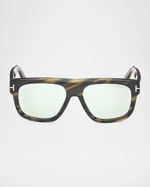 TOM FORD Icon Collection Rectangle Sunglasses - Brown Amber Stripes
